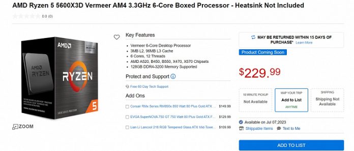 Ryzen 5 5600X3D Gaming Processor Coming July 7th for Just $230