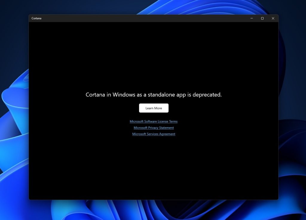 "Killer" update: Microsoft disabled Cortana in Windows 11