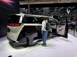 The four-seater minivan Denza D9 Premier Founding Edition was shown in ...